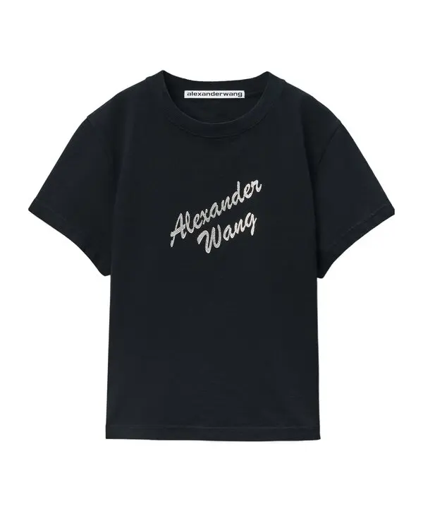 Alexander Wang Crystal Logo Crewneck T-shirt - Black