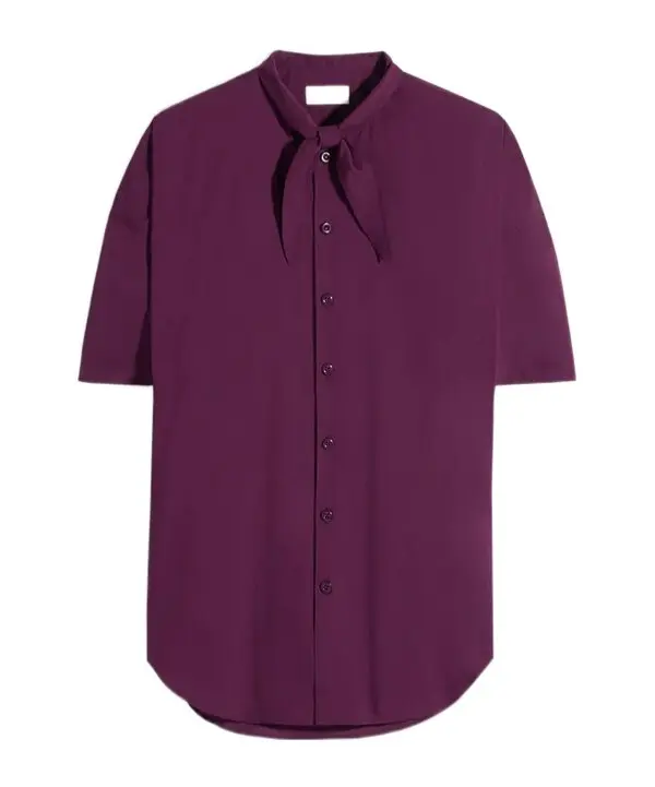 LEMAIRE Integrated Scarf Short Sleeve Shirt - Grape