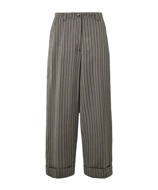 Dries Van Noten Striped Ribbed Woven Wide-leg Casual Pants