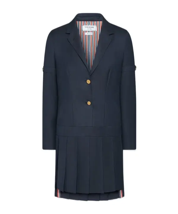 Thom Browne Pleated-skirt Button-detail Dress