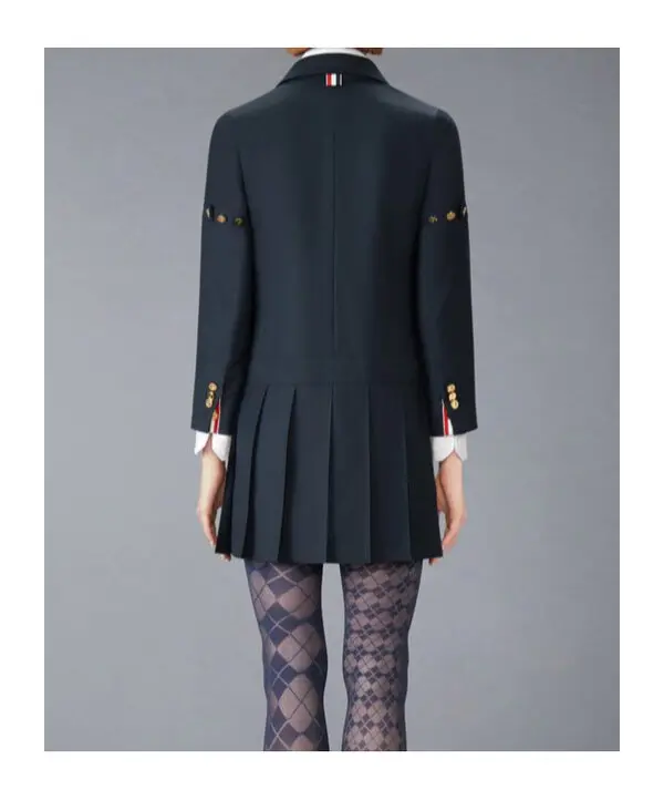 Thom Browne Pleated-skirt Button-detail Dress