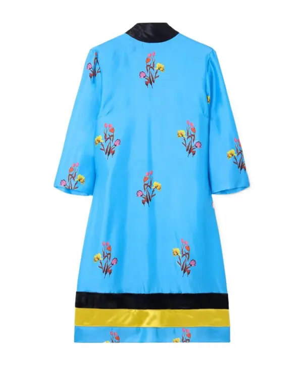 Marni Velvet-trimmed Floral-print Silk-twill Mini Dress - Blue