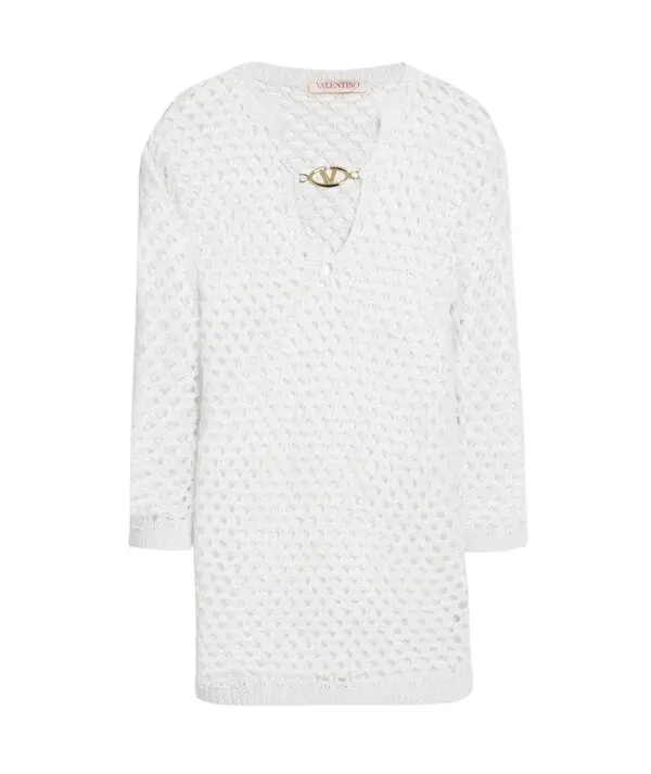 Valentino Garavani Embellished Metallic Crochet Coverup
