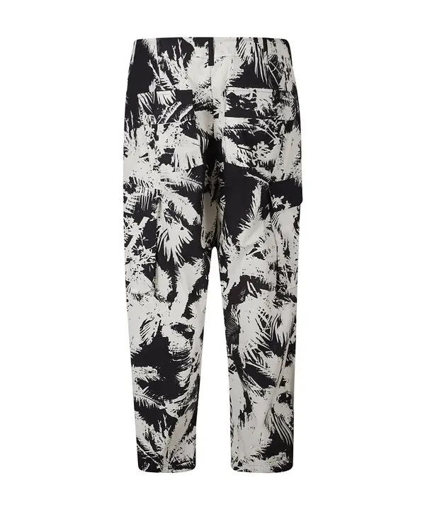 LANEUS Printed Multi-pockets Cotton Trousers