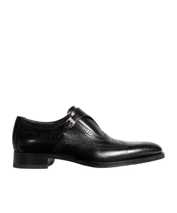 Gucci Monk Strap Brogue Shoes - Black