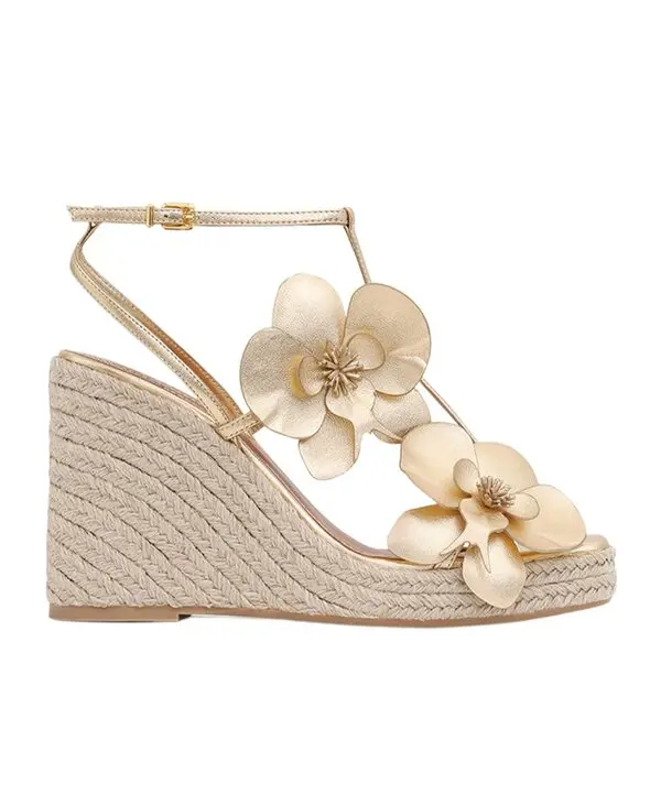 Zimmermann Orchid Wedge Sandals - Gold