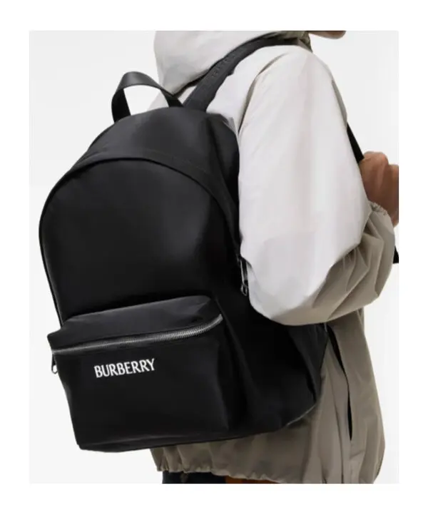 Burberry Logo Printed Zip-around Backpack - Black