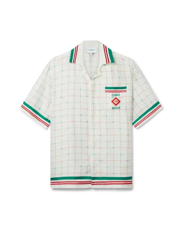 Casablanca Tennis Club Check Silk Shirt - Red