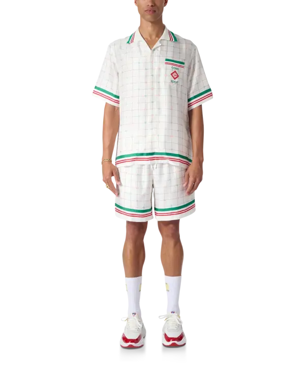 Casablanca Tennis Club Check Silk Shirt