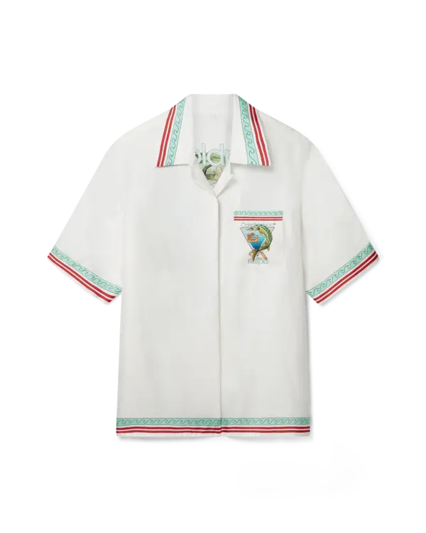 Casablanca Caviar Kaspia Cuban Collar Silk Shirt