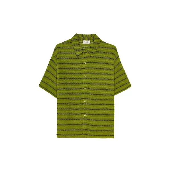 THISISU COLLECTION Solea Striped Knit Beachwear Shirt - Green