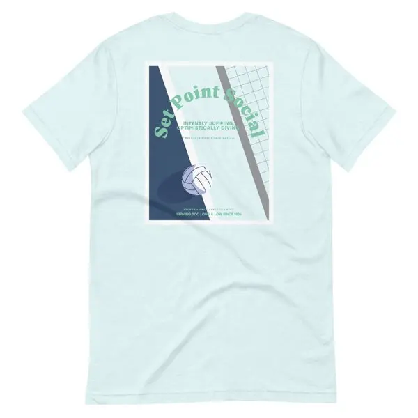 ANCHOR & CREW Ice Set Point Social Volleyball Club League Organic Cotton T-shirt - Blue