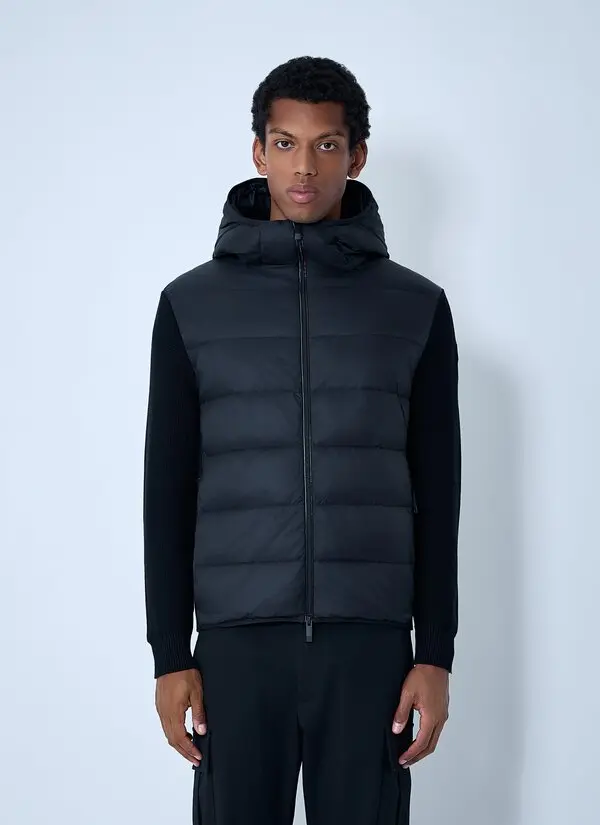 Moncler Quilted Knit Hooded Zip-up Cardigan - Black