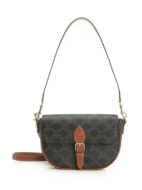 Celine Triomphe Canvas Folco Shoulder Bag - Brown