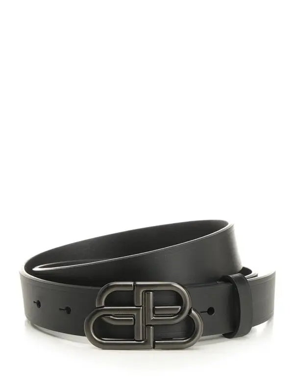 Balenciaga Slim Bb Belt - Black