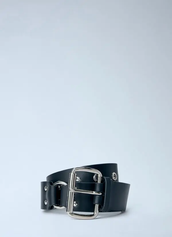 VIVIENNE WESTWOOD Leather Belt With Polished Buckle - Black