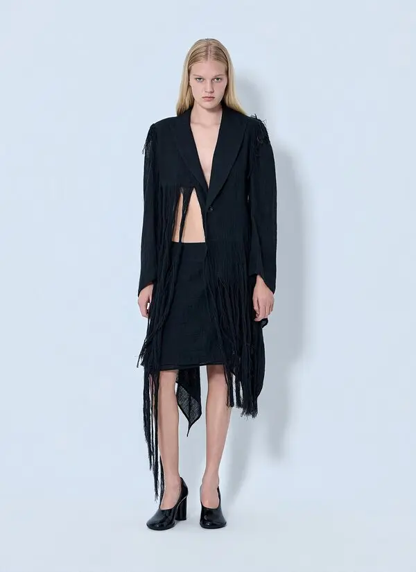 Yohji Yamamoto Single-breasted Blazer With Frayed Hem
