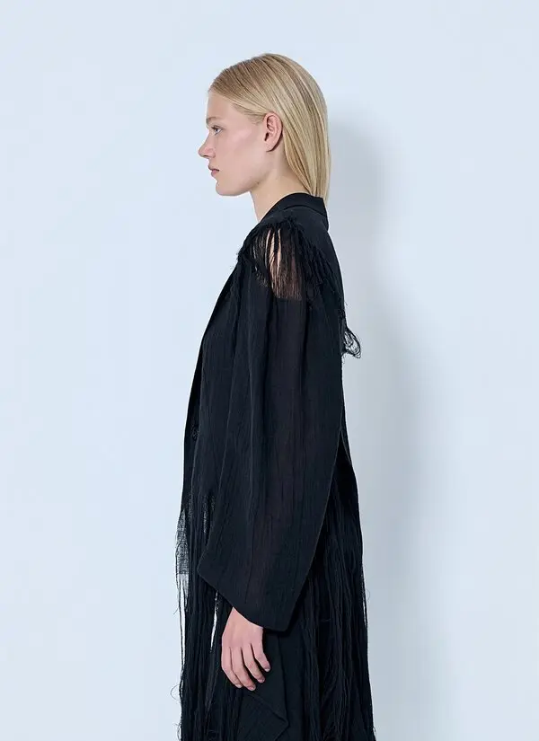 Yohji Yamamoto Single-breasted Blazer With Frayed Hem