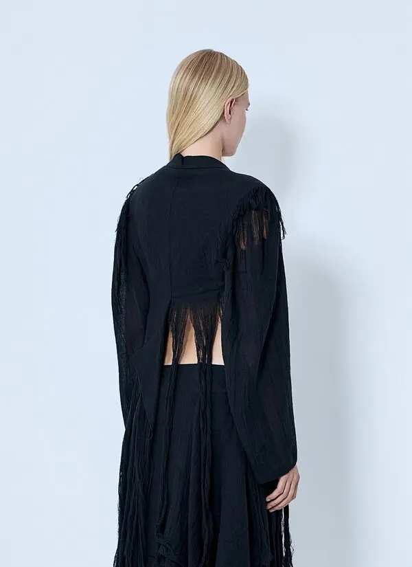 Yohji Yamamoto Single-breasted Blazer With Frayed Hem