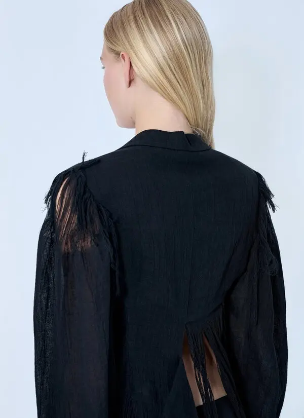 Yohji Yamamoto Single-breasted Blazer With Frayed Hem