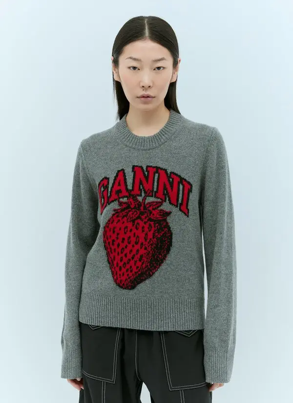 GANNI Graphic Strawberry Crewneck Sweater