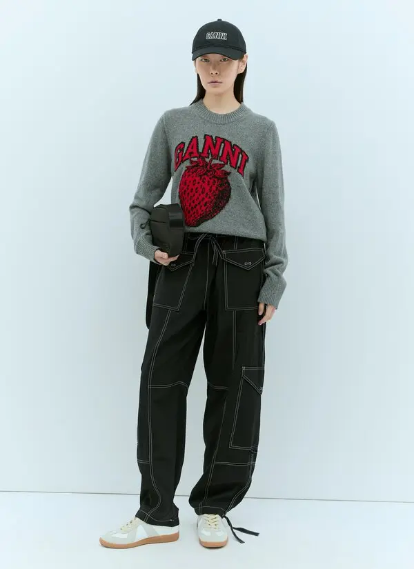 GANNI Graphic Strawberry Crewneck Sweater