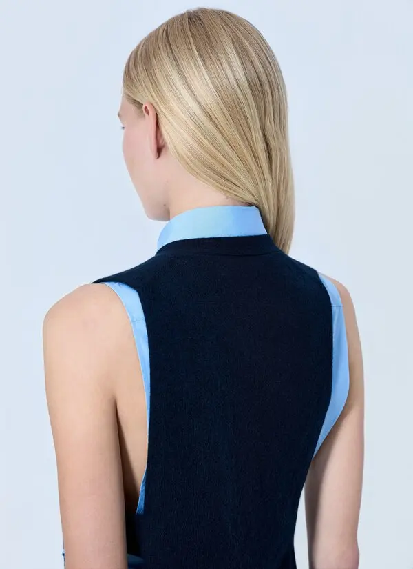 Miu Miu V-neck Logo Knit Vest With Side Ties - Blue