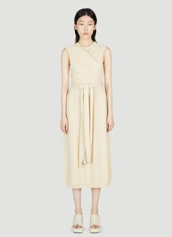 LEMAIRE Knotted Cotton Crepe Dress - Cream
