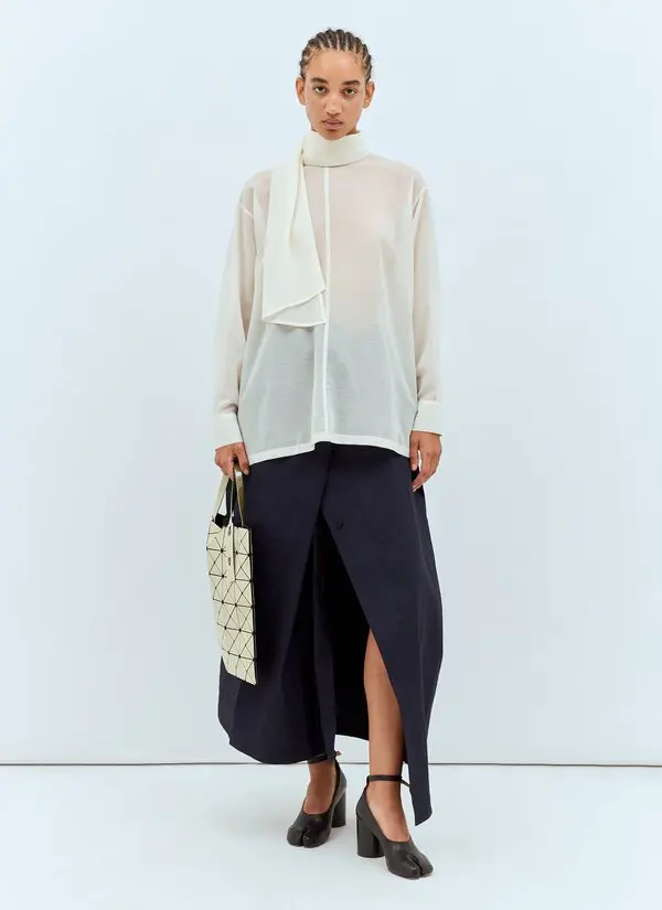 Issey Miyake Sheer Wool Blend Shirt With Integrated Shawl
