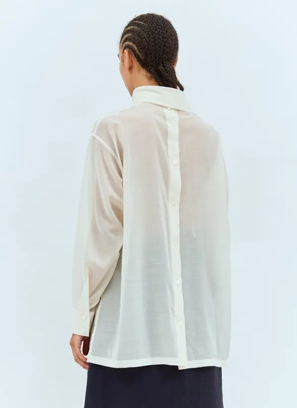 Issey Miyake Sheer Wool Blend Shirt With Integrated Shawl