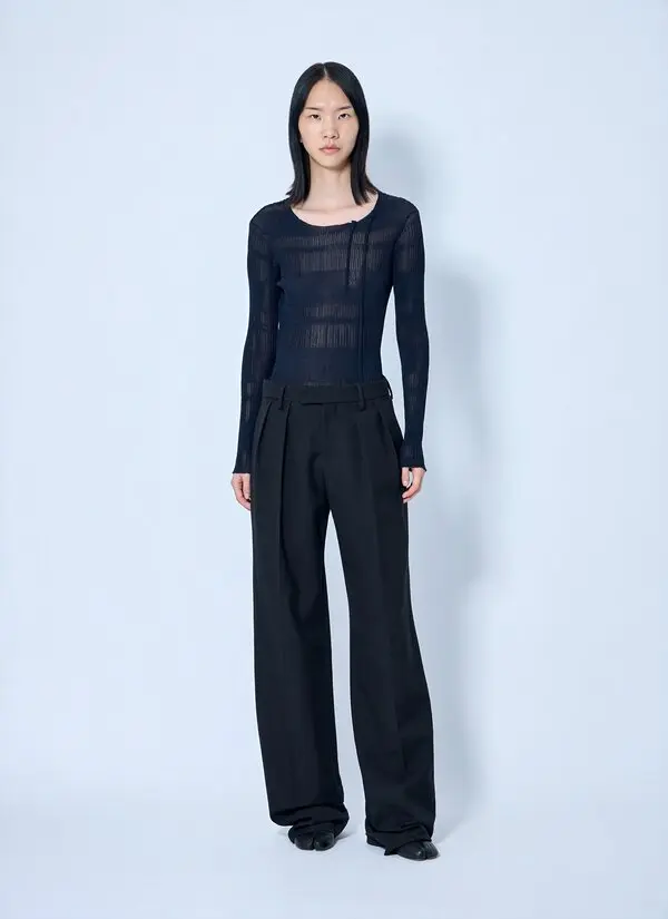 Yohji Yamamoto Ribbed Sheer Knit Top