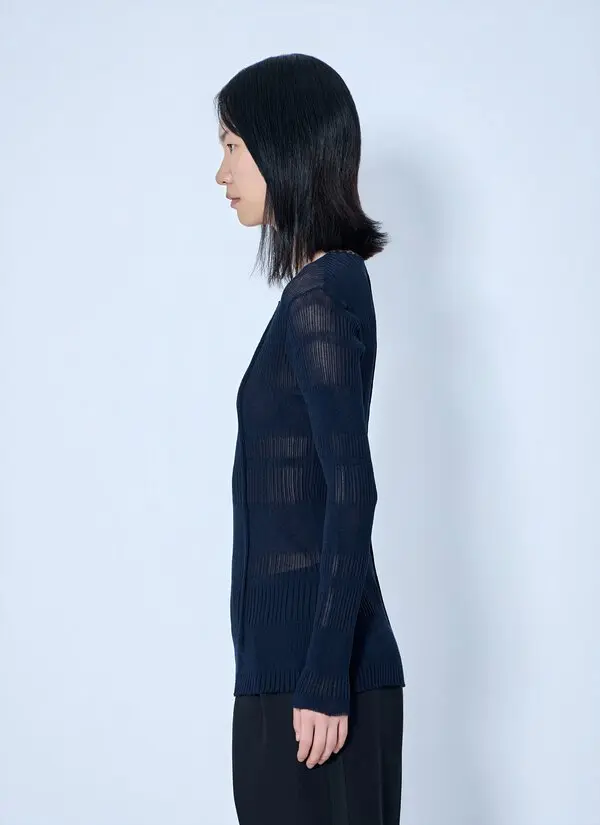 Yohji Yamamoto Ribbed Sheer Knit Top