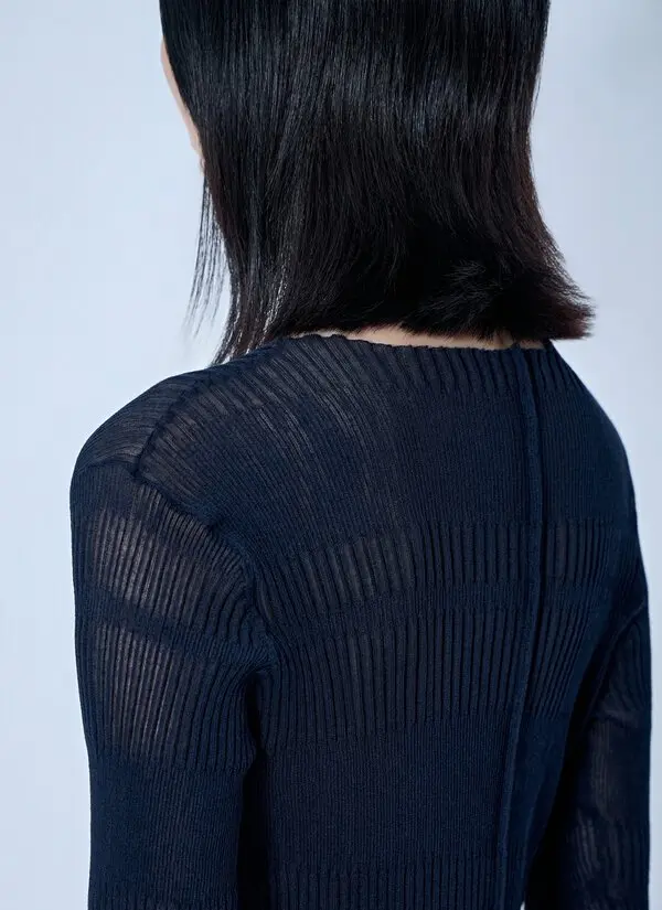Yohji Yamamoto Ribbed Sheer Knit Top