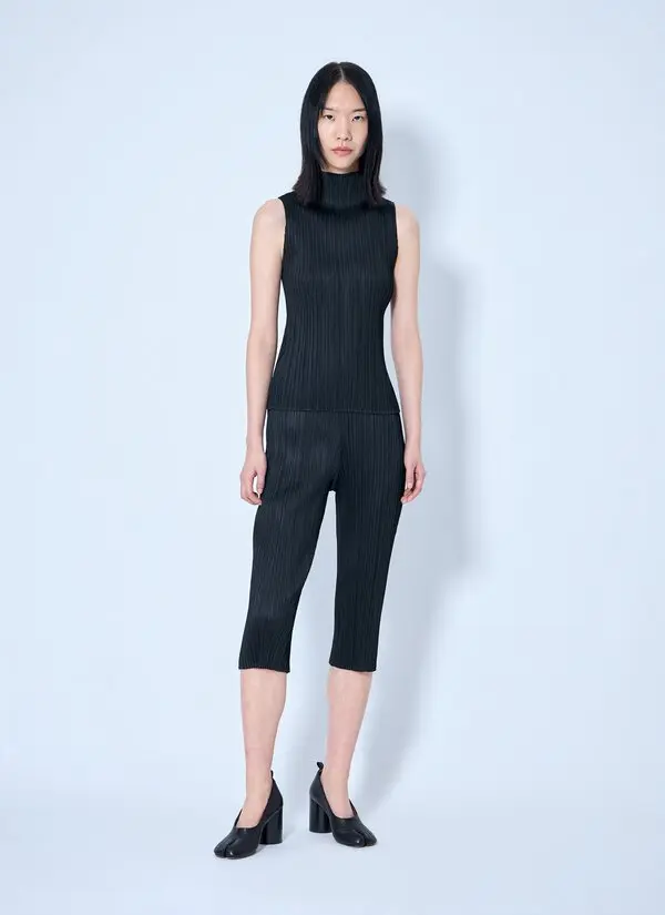Issey Miyake Sleeveless Ribbed High-neck Top - Black