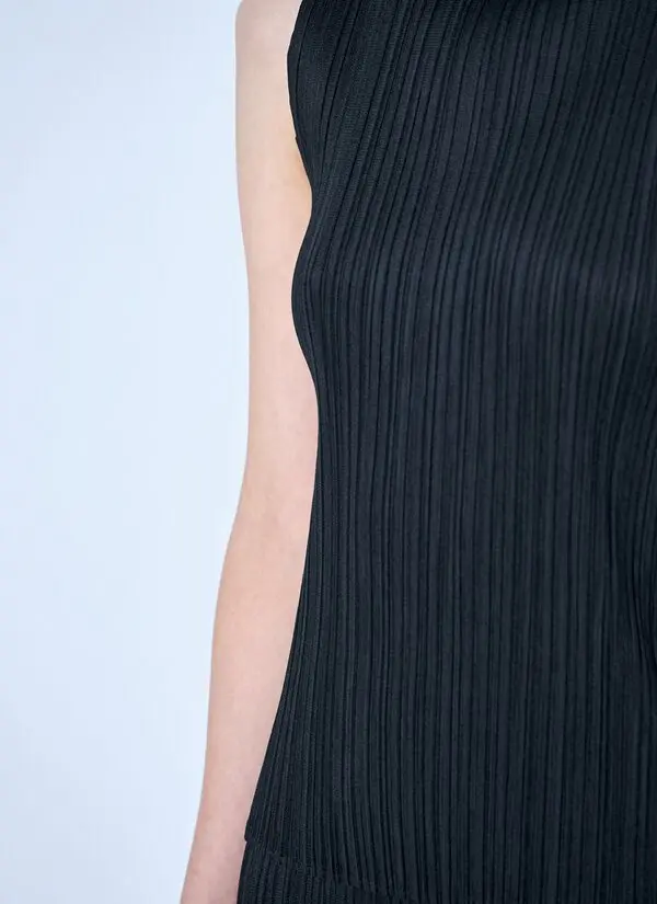Issey Miyake Sleeveless Ribbed High-neck Top - Black