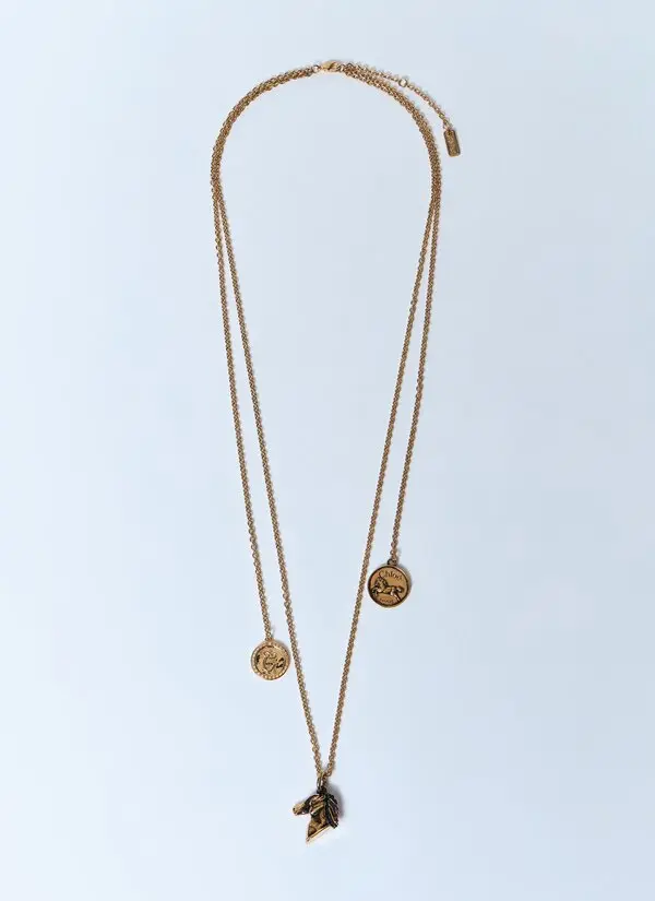 Chloé Double-chain Necklace With Pendants - Gold