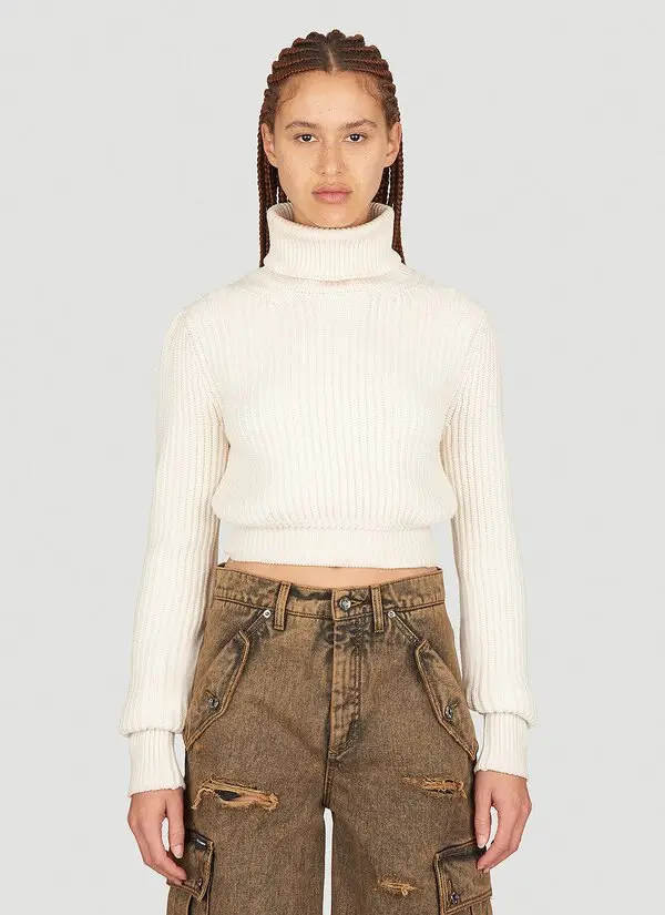 Dolce & Gabbana Cropped Ribbed Wool Rollneck Sweater