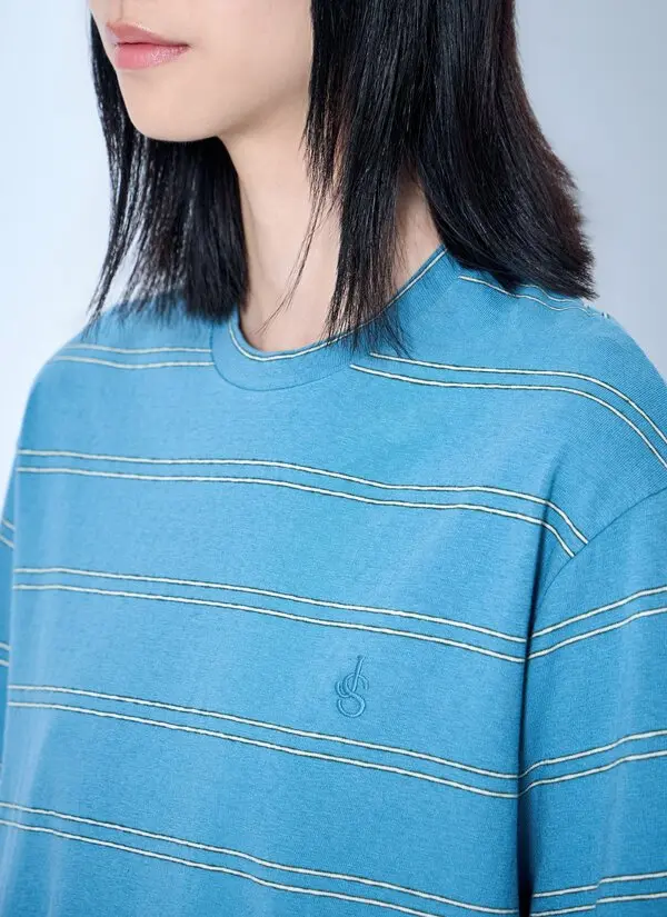 JIL SANDER Striped Cotton Jersey Crewneck T-shirt