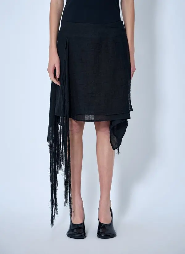Yohji Yamamoto Asymmetric Fringe Skirt - Black