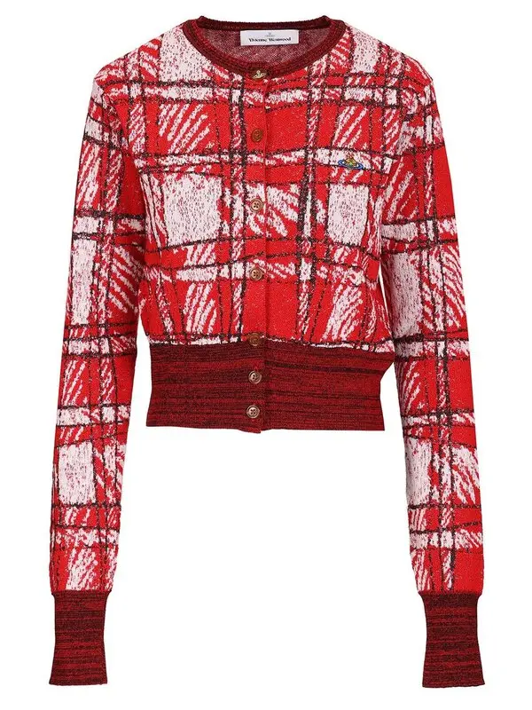 VIVIENNE WESTWOOD Scribble Check Wool-blend Cardigan