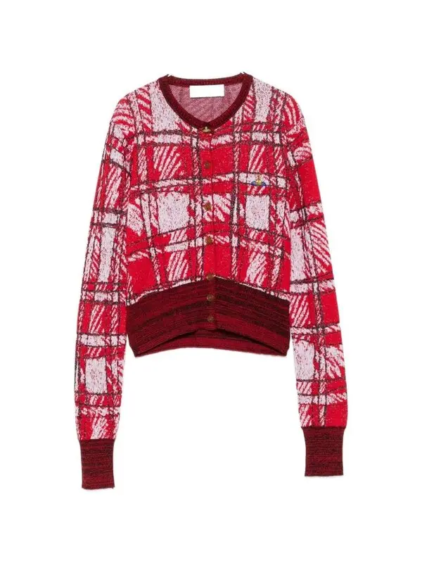VIVIENNE WESTWOOD Scribble Check Wool-blend Cardigan