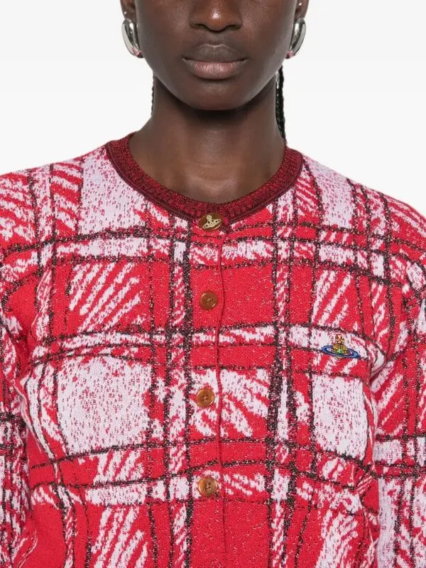 VIVIENNE WESTWOOD Scribble Check Wool-blend Cardigan