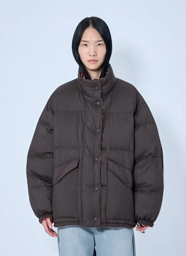 Miu Miu Padded Jacket With High Collar - Brown