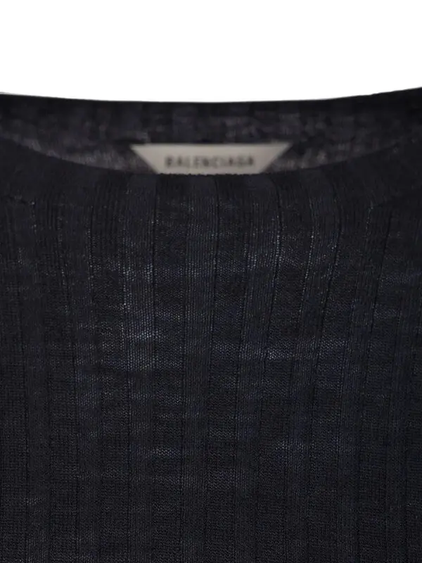 Balenciaga Ribbed Knit Long Sleeve Crew Neck Sweater - Blue
