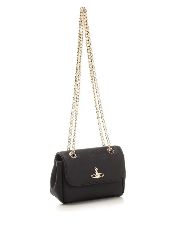 VIVIENNE WESTWOOD Leather Shoulder Bag With Gold Chain