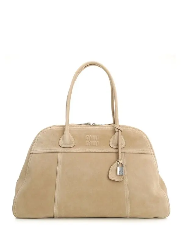Miu Miu Suede Top Handle Bag - Cream