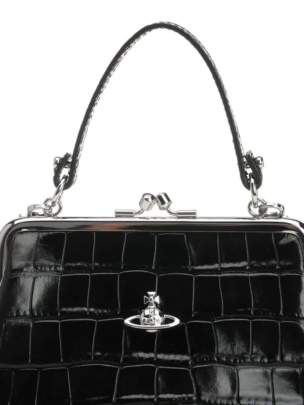 VIVIENNE WESTWOOD Crocodile-effect Leather Clutch With Globe Plaque