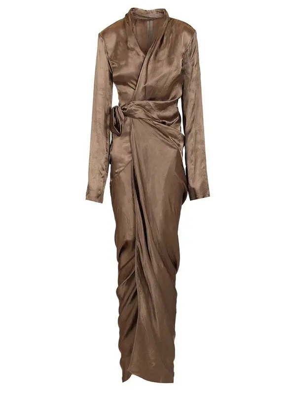 Rick Owens Wrap Gown Dress - Brown