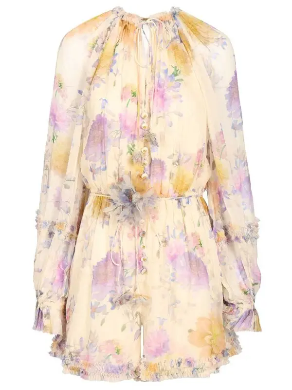 Zimmermann Luna Ruffle Playsuit - Multicolor