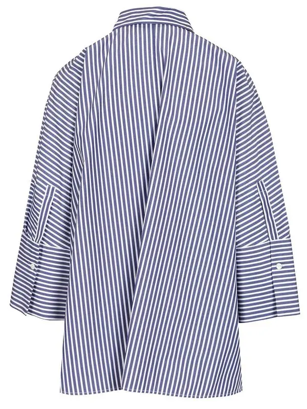 Max Mara Striped Cotton Shirt With Kimono Sleeves